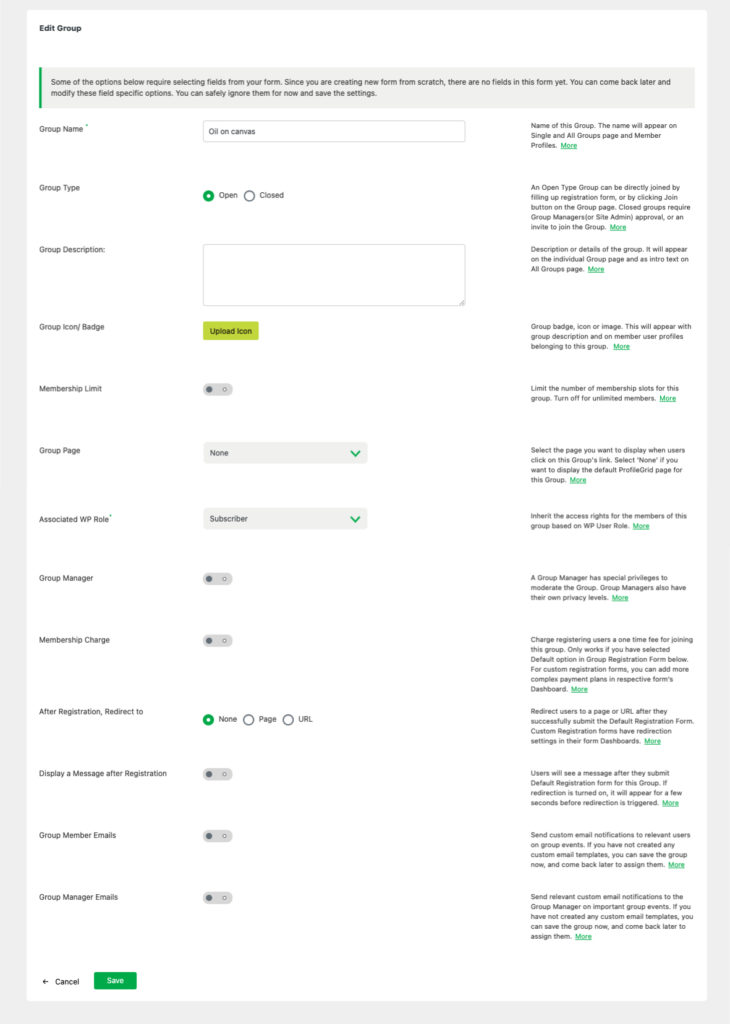 WordPress User Profiles Plugin Settings - ProfileGrid
